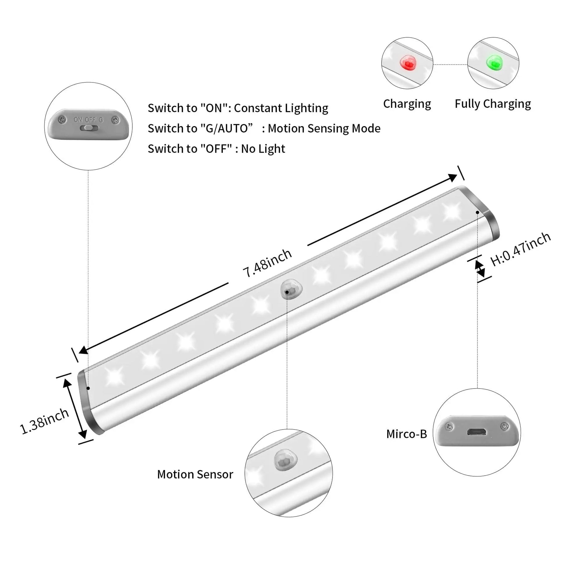 Rechargeable Under Cabinet Lights With Motion Sensor Sensor – LEPOTEC SHOP