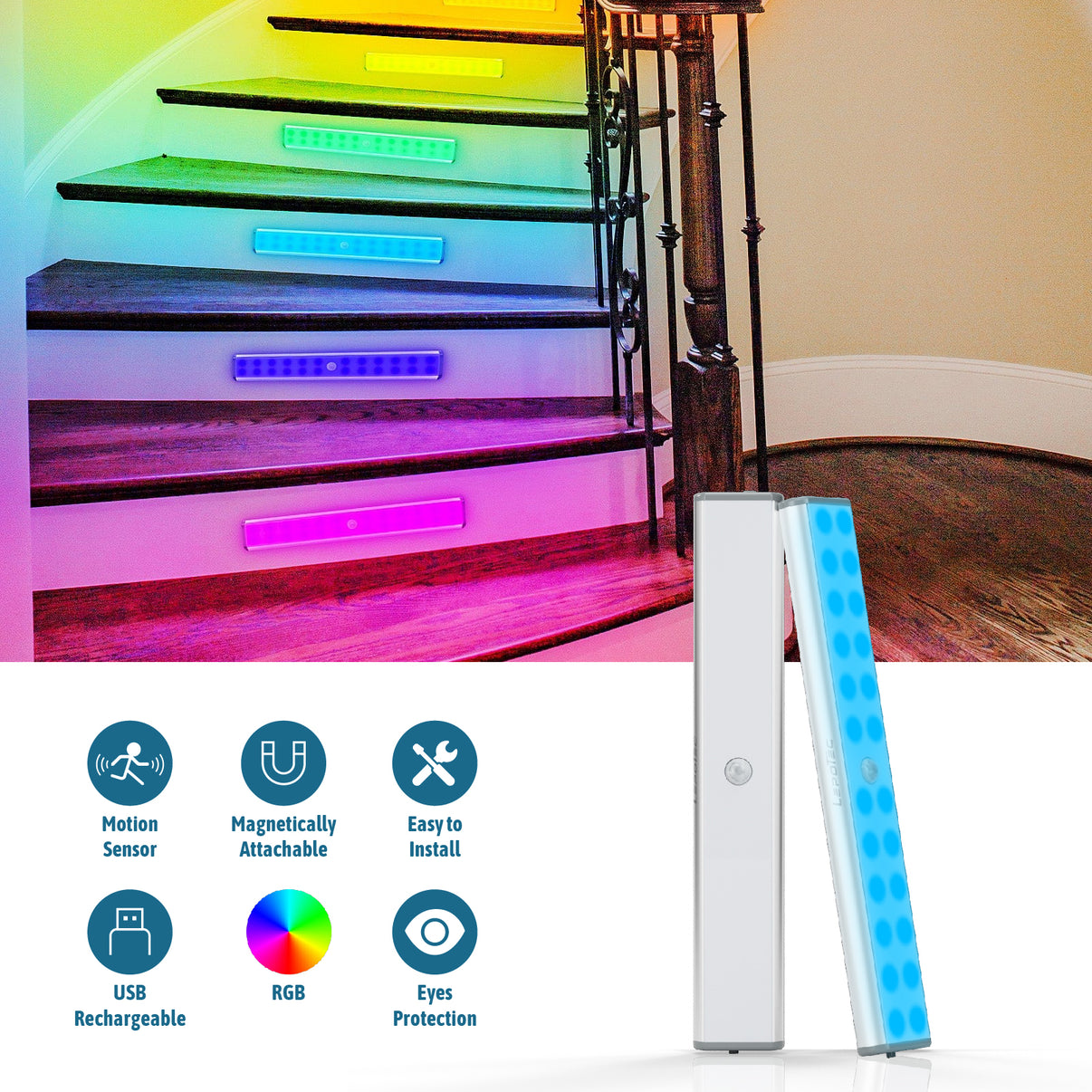 LEPOTEC 24 RGB LED Rechargeable Motion Sensor Closet Light – LEPOTEC SHOP